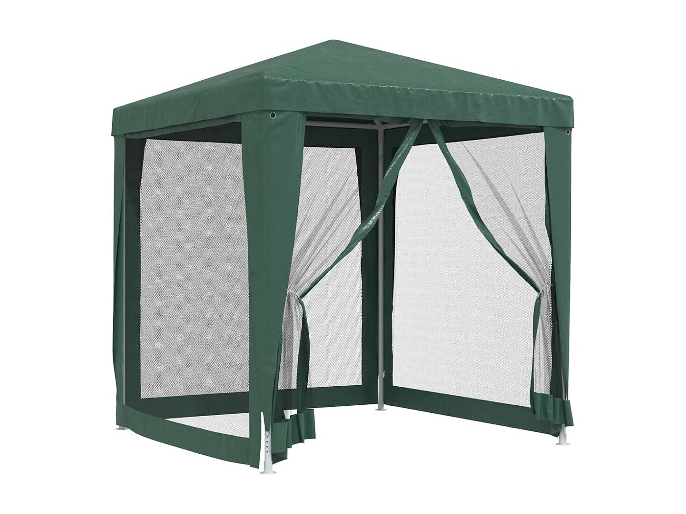 Carpa para fiestas con 4 paredes de malla HDPE verde 2x2 m