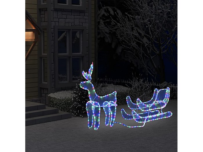 Corda luminosa natalizia con renna e slitta con Mesh 432 LED