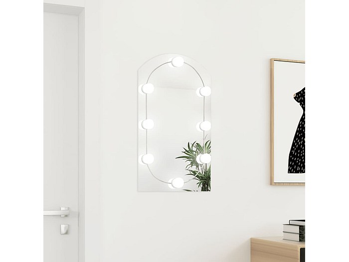 Espejo con luces LED vidrio arco 70x40 cm