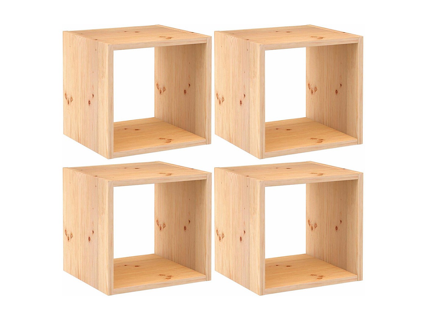 Cube de rangement en pin massif Dinamic Lot de 4