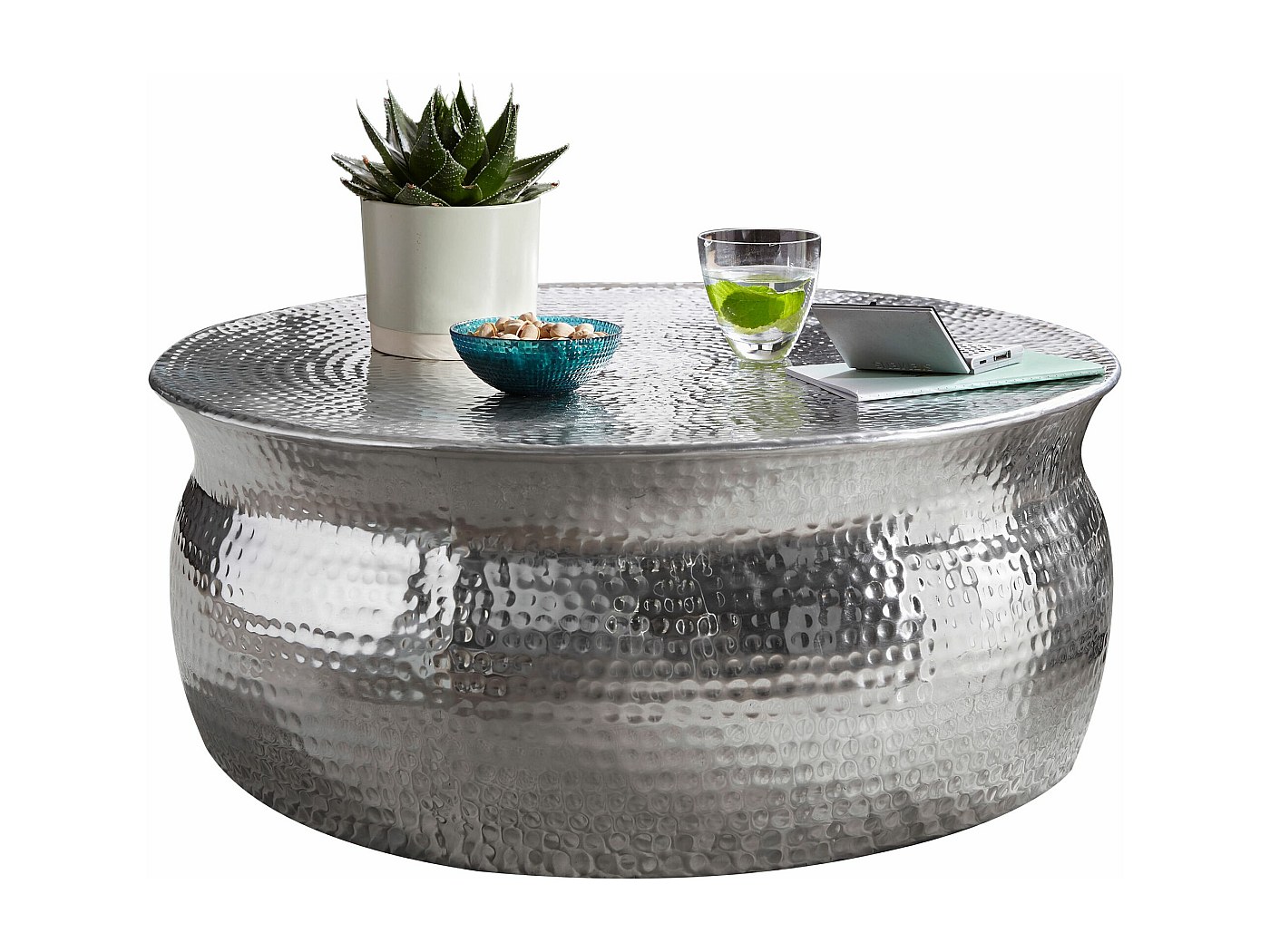 table basse KARAM 75x31x75cm aluminium table d'appoint en argent ...