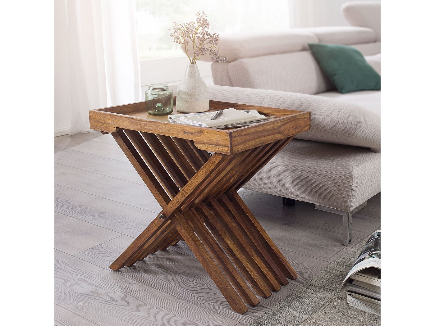 Table en bois massif design sheesham table pliante servant style ...