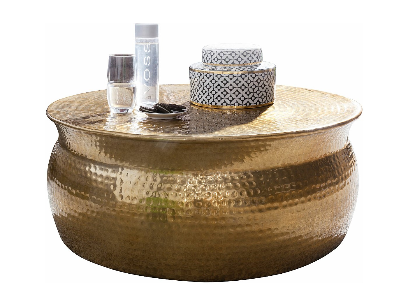 mesa de café KARAM 75x31x75 cm Mesa de oro redondo de aluminio oriental ...