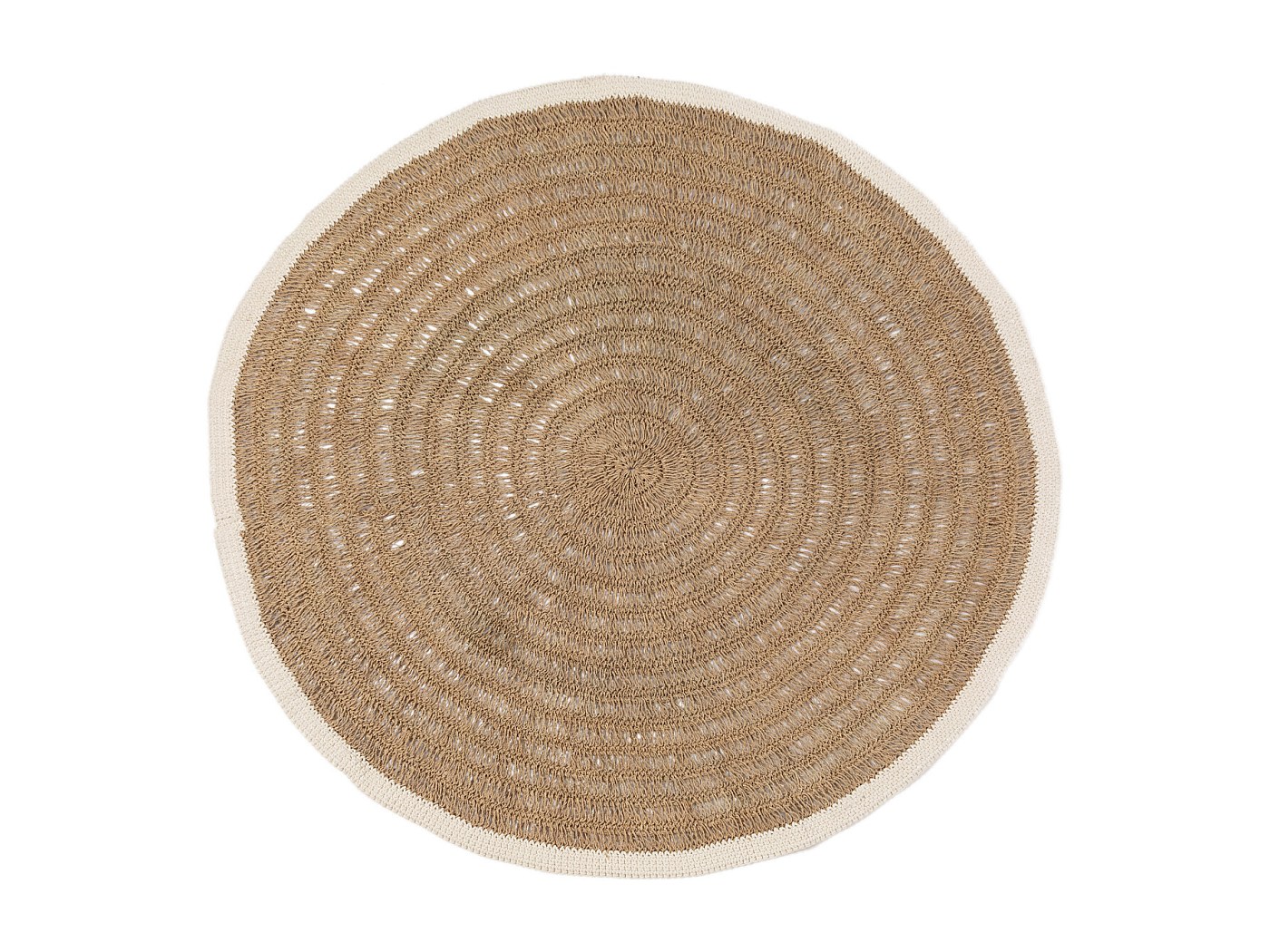 Het Seagrass & Katoen Rond Tapijt - Naturel Wit - 150