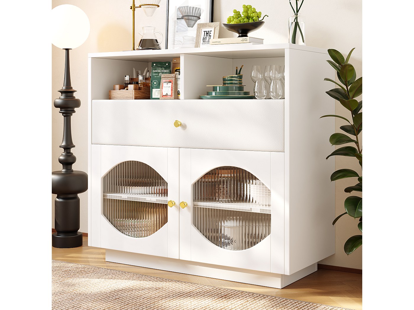 Buffet, armoire de cuisine avec 2 portes, 1 tiroir et 1 compartiment ...