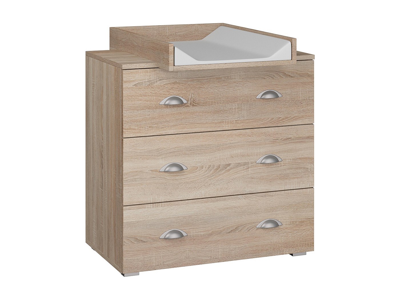 Commode avec plateau à langer en bois - Beige - L 80 x P 48/72 x H 90 cm