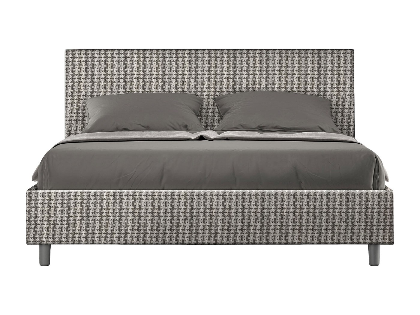 Lit coffre capitonné 160x200 en tissu Labirinto 02 gris Adele
