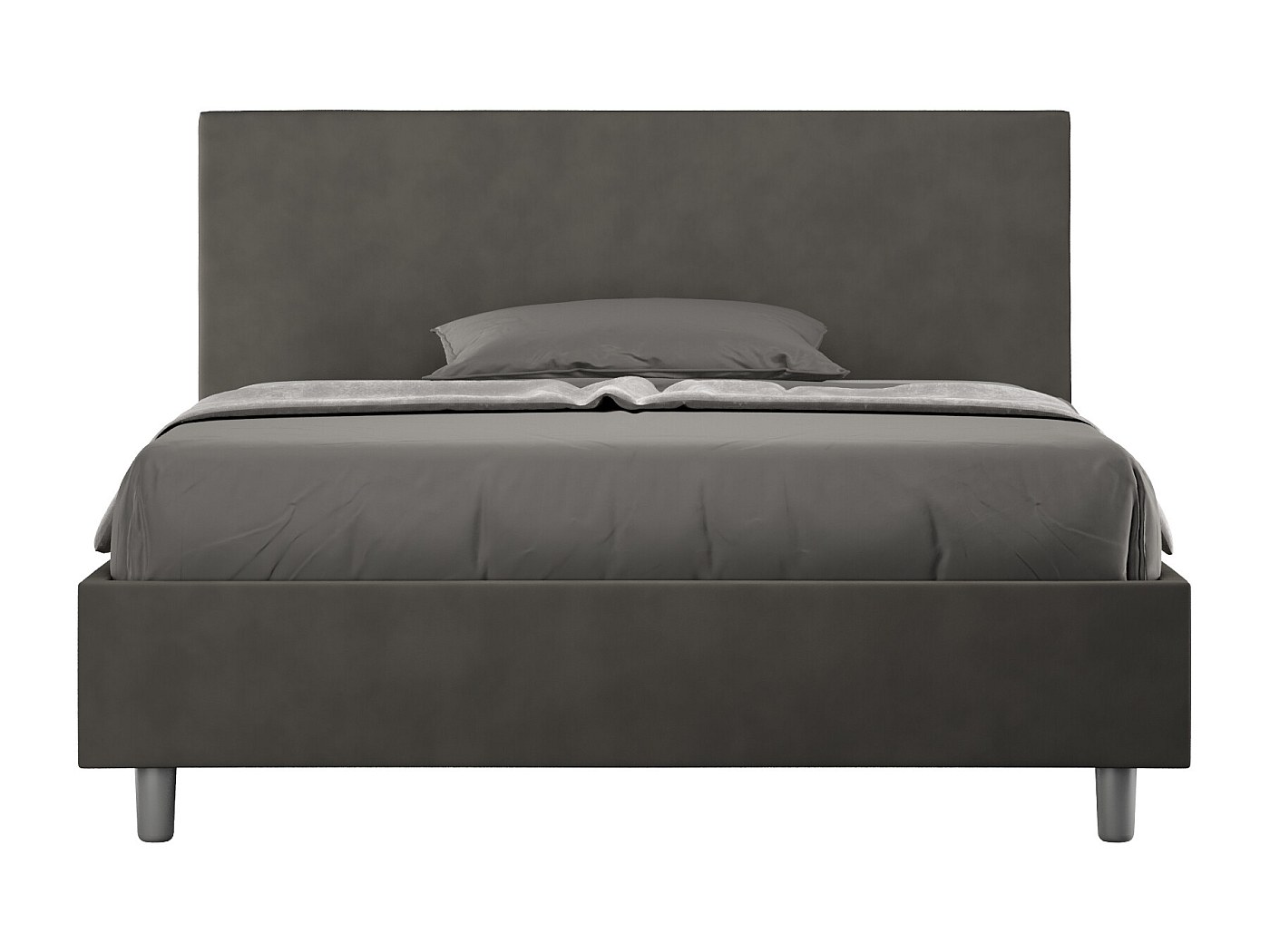 Lit coffre tapissé microfibre Adele gris 140x200