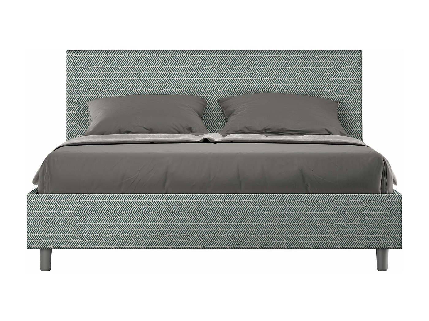 Lit coffre capitonné 160x200 Aragona 7 tissu Adele bleu clair