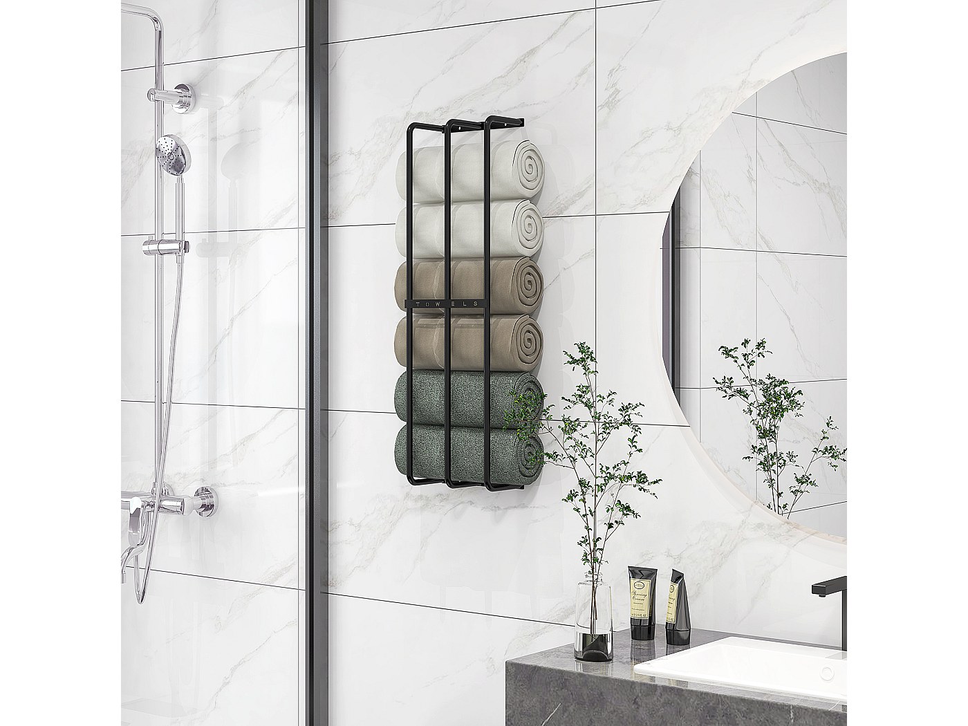 Porte-serviettes mural 3 barres - 6 serviettes max. - dim. 21L x 12l x ...