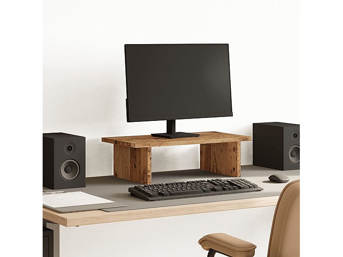 Monitorstandaard oud hout 50x27x15 cm parket
