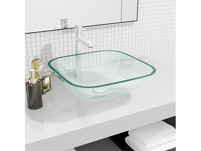 Lavello in Vetro 42x42x14 cm Trasparente