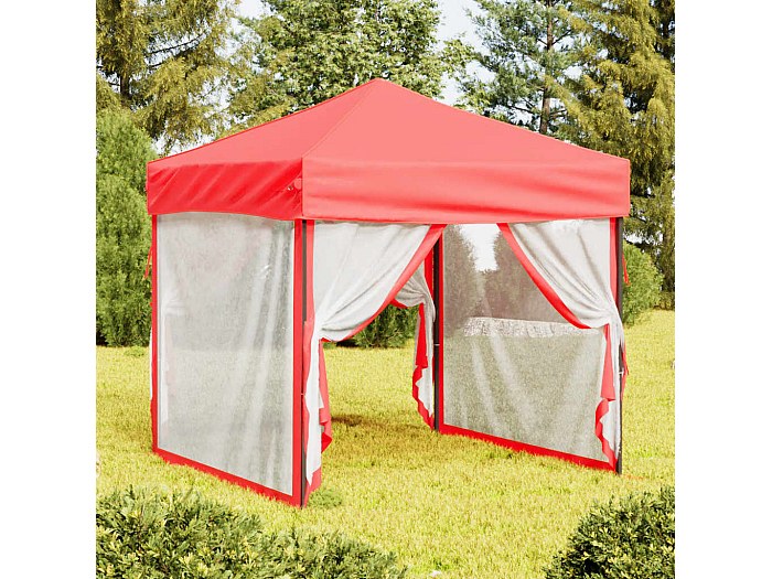 Carpa para fiestas plegable con paredes laterales roja 2x2 m