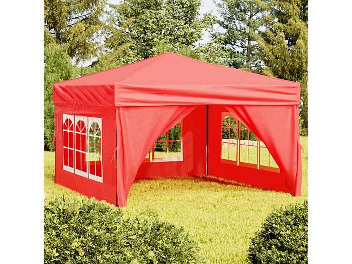 Carpa para fiestas plegable con paredes laterales rojo 3x3 m