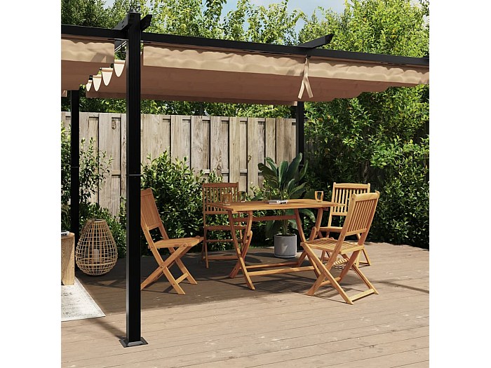 Gazebo jardim c/ teto retrátil 3x6 m alumínio cinza-acastanhado