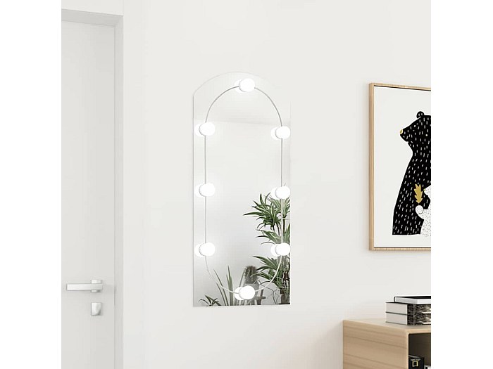 Espejo con luces LED vidrio arco 90x45 cm