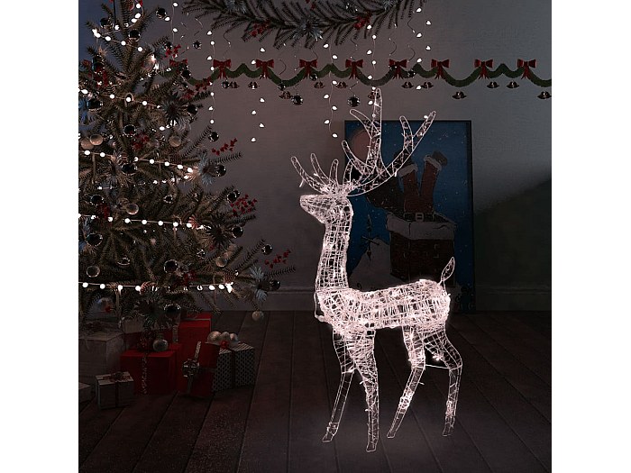 Renne de décoration de Noël Acrylique 140 LED blanc chaud 120 cm
