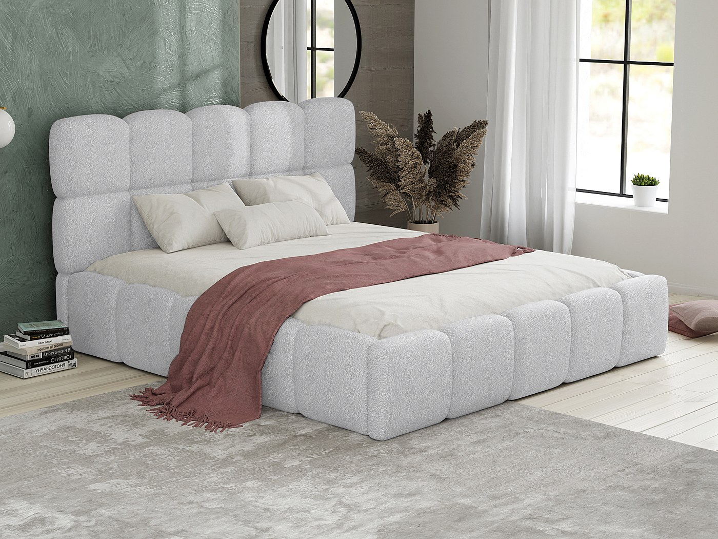 Letto contenitore 160 x 200 cm in Tessuto bouclette Grigio DAMADO II di ...