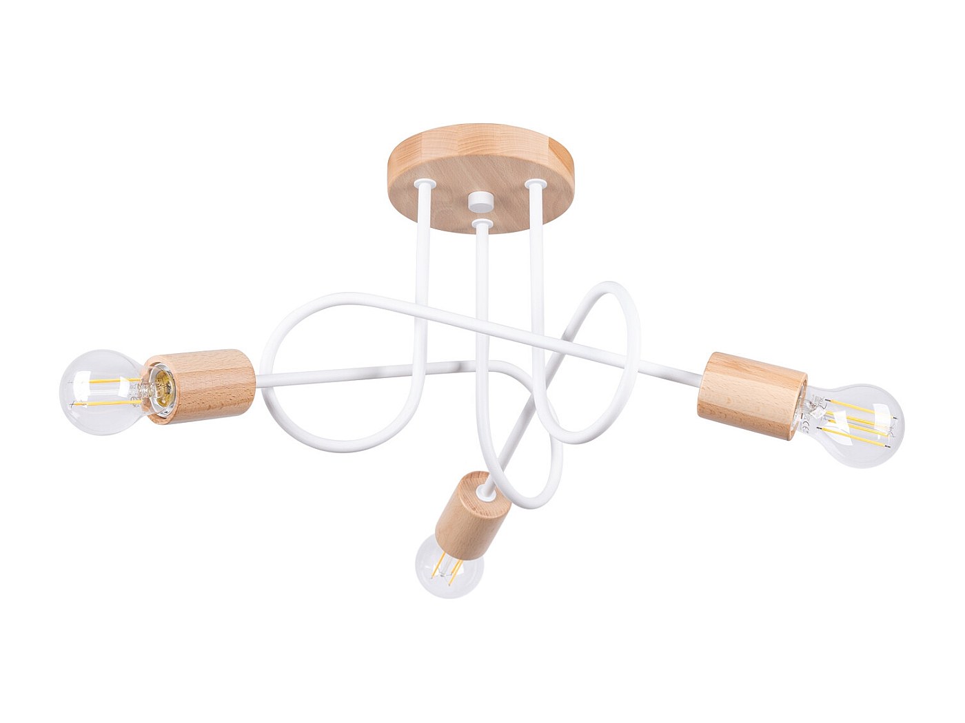 Lustre minimalista de aço/madeira - 3 lichtbronnen - L.14 x H.26 cm ...