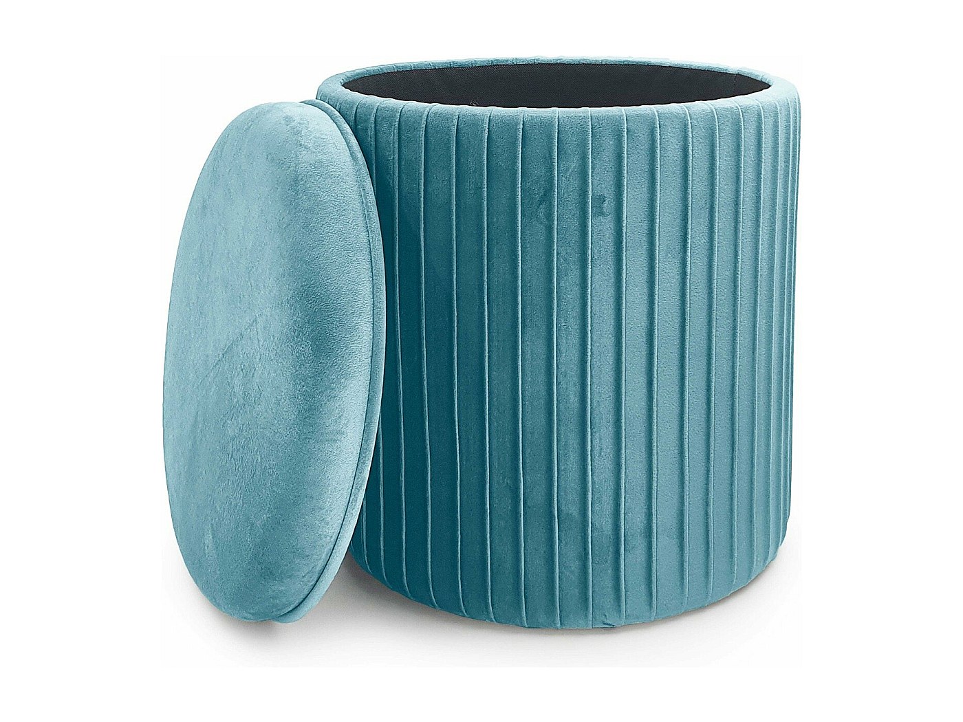 Pouf contenitore in velluto azzurro 35x40 cm