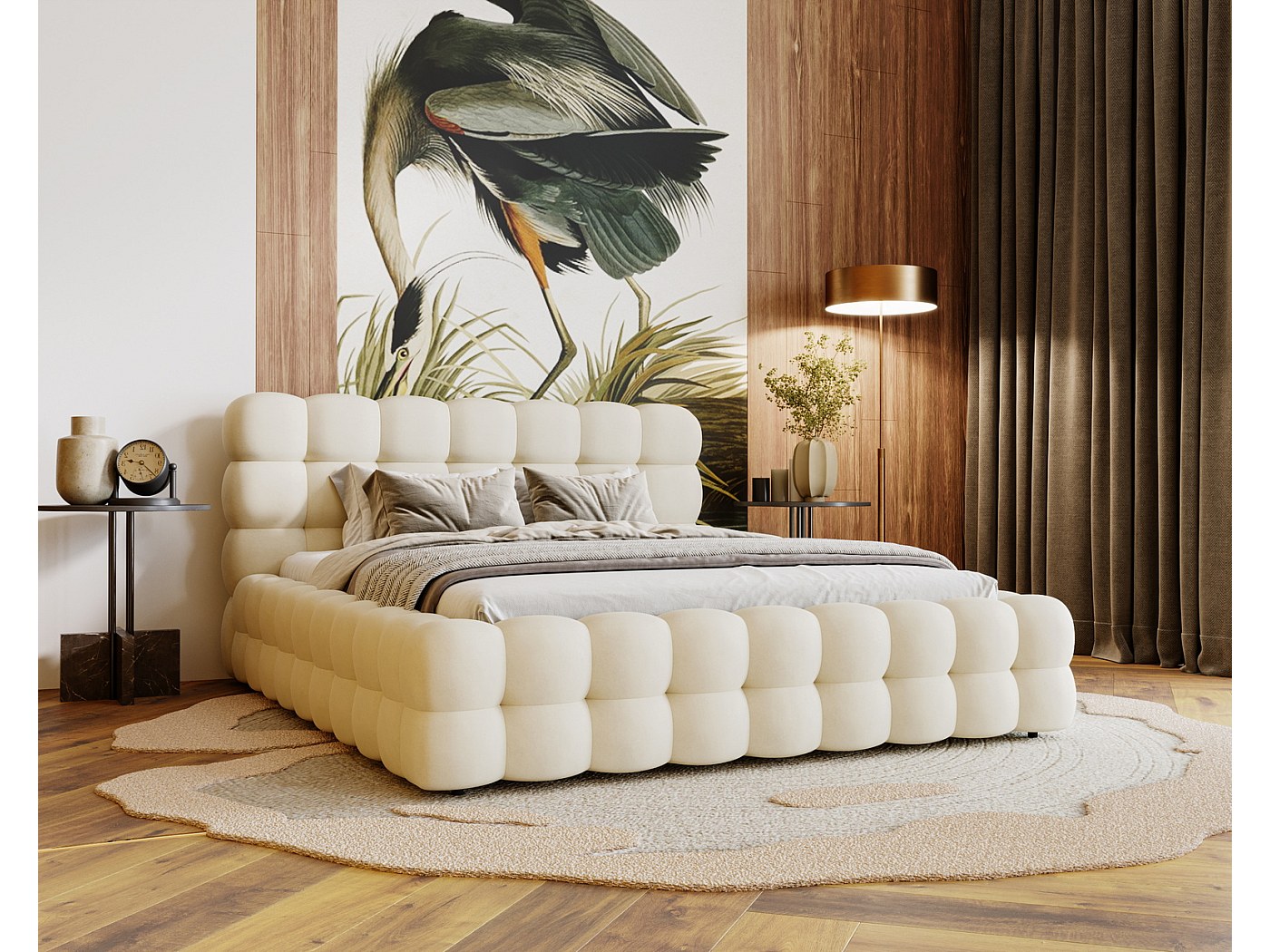 Emporius Lit capitoné Parlas Bis - Lit double 180x200 avec Sommier à ...