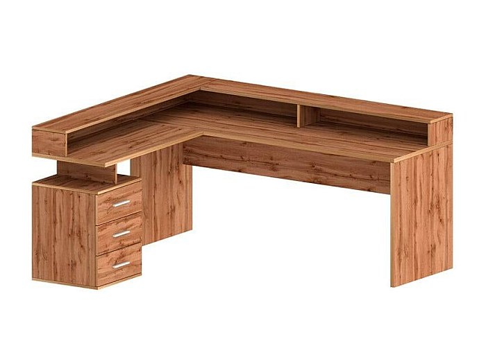 Scrivania angolare moderna 160-180x60 3 cassetti e 2 ripiani Valentina