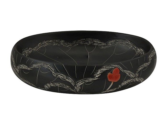 Vasque à poser noir ovale 59x40x15 cm céramique