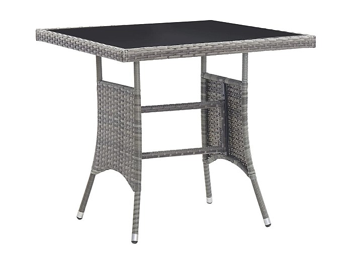 Table de jardin gris 80x80x74 cm résine tressée