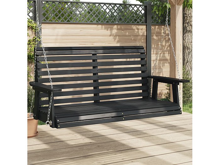 Banc de balançoire de jardin chaînes en métal bois massif sapin