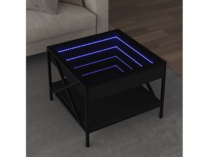 Table basse avec LED infini noir 50x50x38 cm