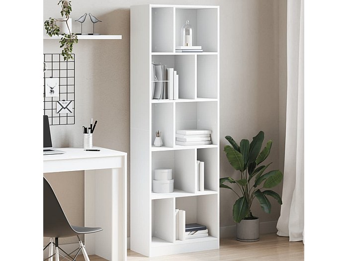 Libreria Bianca 57x28,5x174 cm in Legno Multistrato
