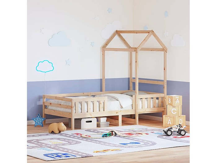 Massivholzbett mit Dach 90x200 cm Kiefer