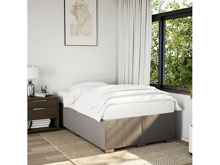 Estrutura de cama 120x190 cm tecido cinzento-acastanhado