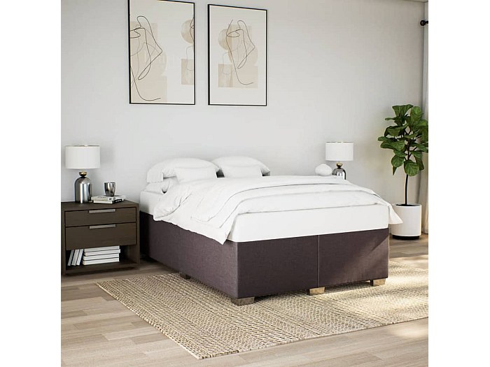 Estrutura de cama sem colchão 160x200 cm tecido castanho-escuro