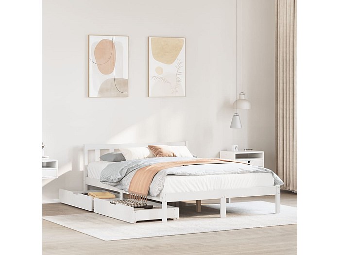 Estructura de cama sin colchón madera maciza de pino 160x200 cm