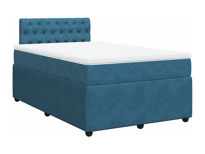 Cama box spring con colchón terciopelo azul 120x200 cm