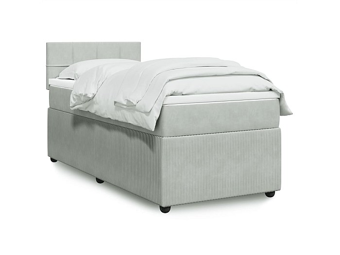 Sommier à lattes de lit et matelas Gris clair 90x190 cm Velours