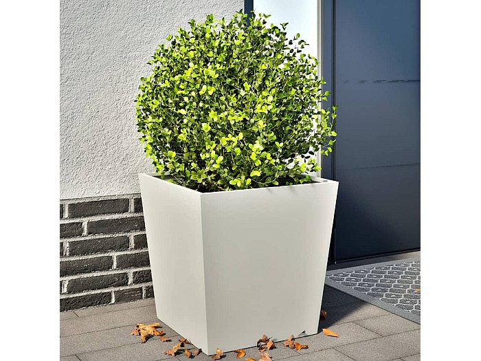 Fioriere da Giardino 2 pz Bianche 50x50x50 cm in Acciaio