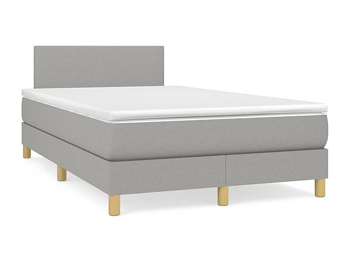 Cama box spring con colchón y LED tela gris claro 120x190 cm