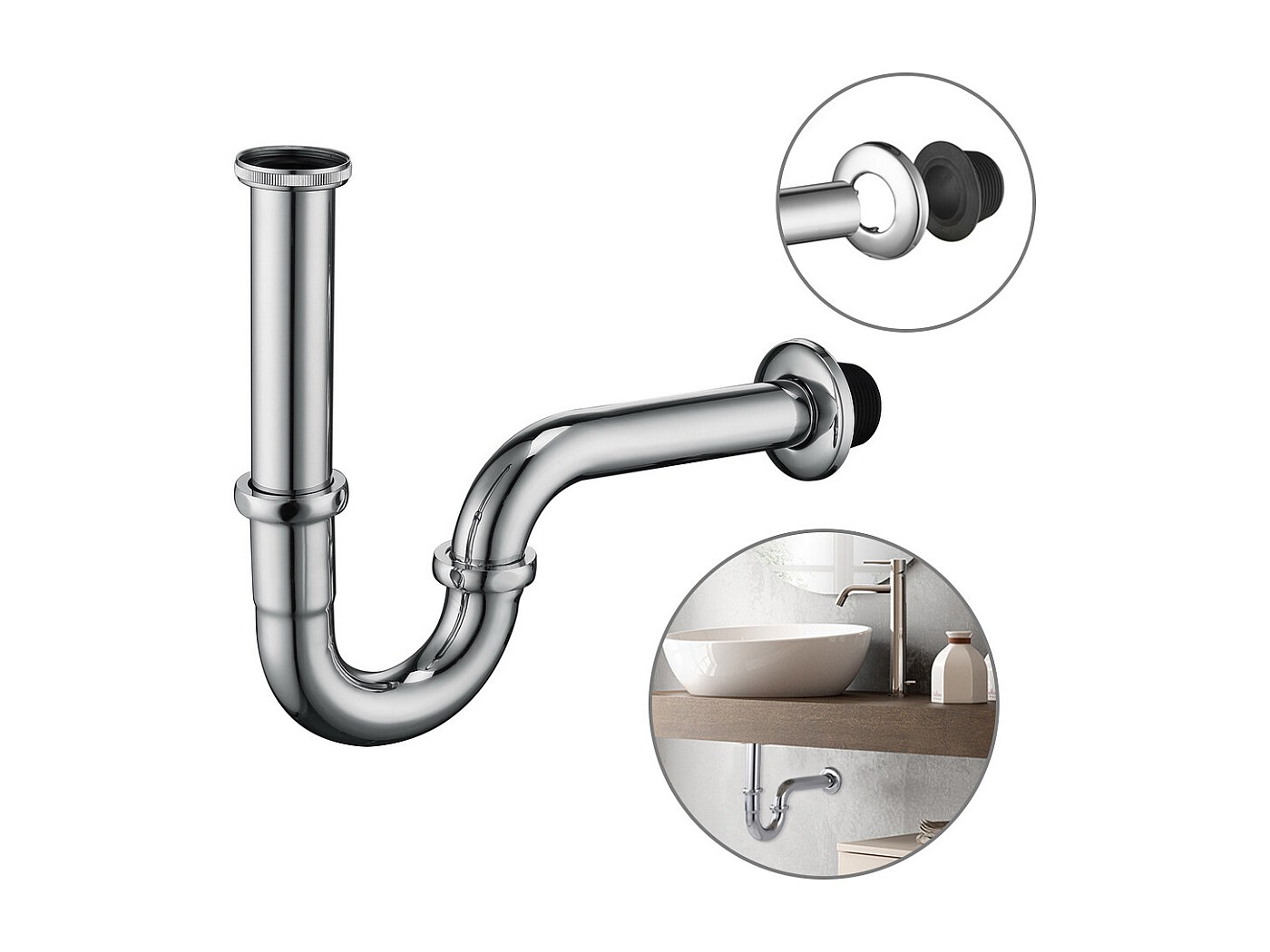 Siphon de Lavabo en Acier Inox Chromé Siphon Tube pour Lavabo Anti ...