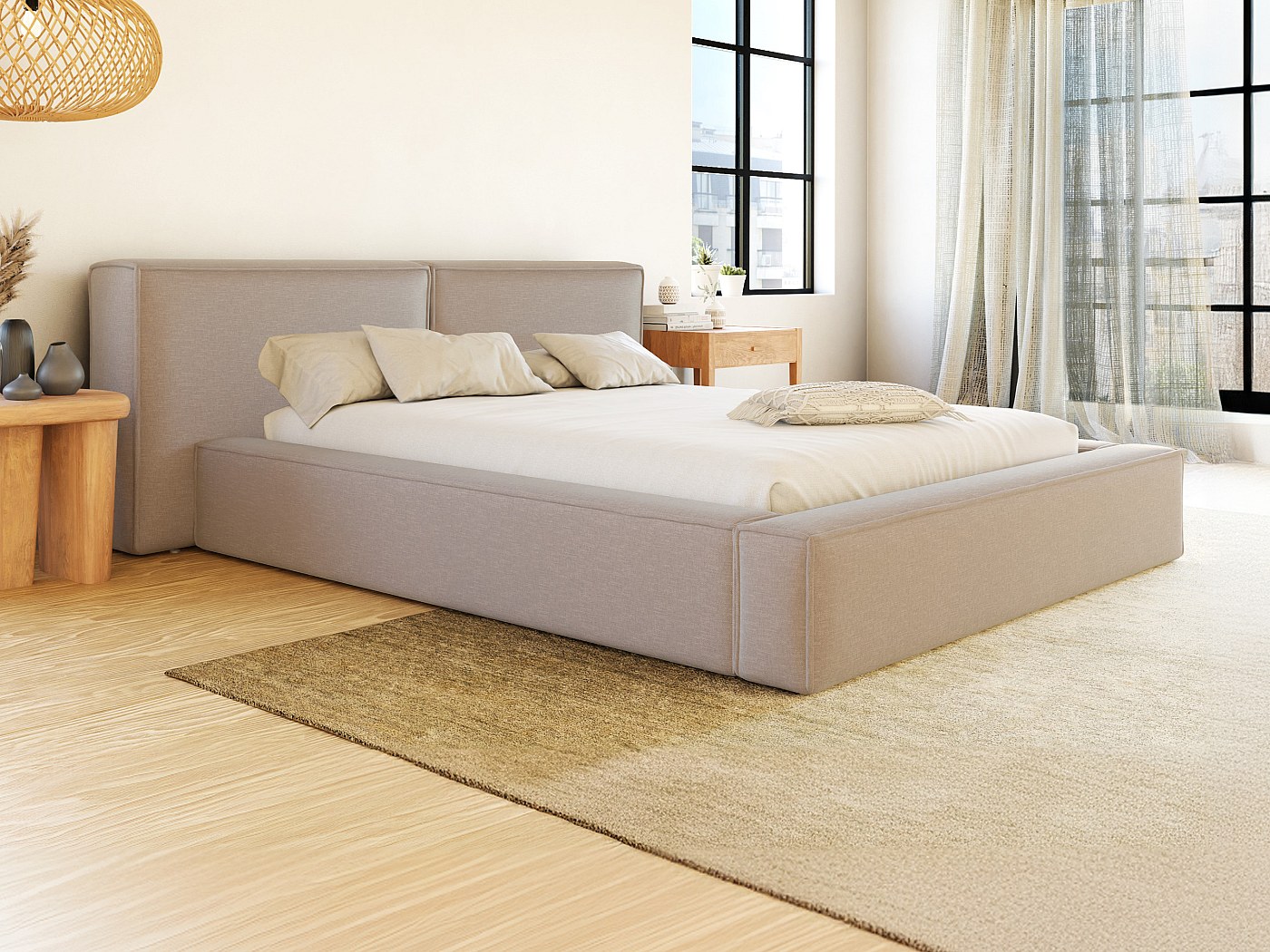 Bett mit Bettkasten - 180 x 200 cm - Beige - TIMANO von Pascal Morabito ...