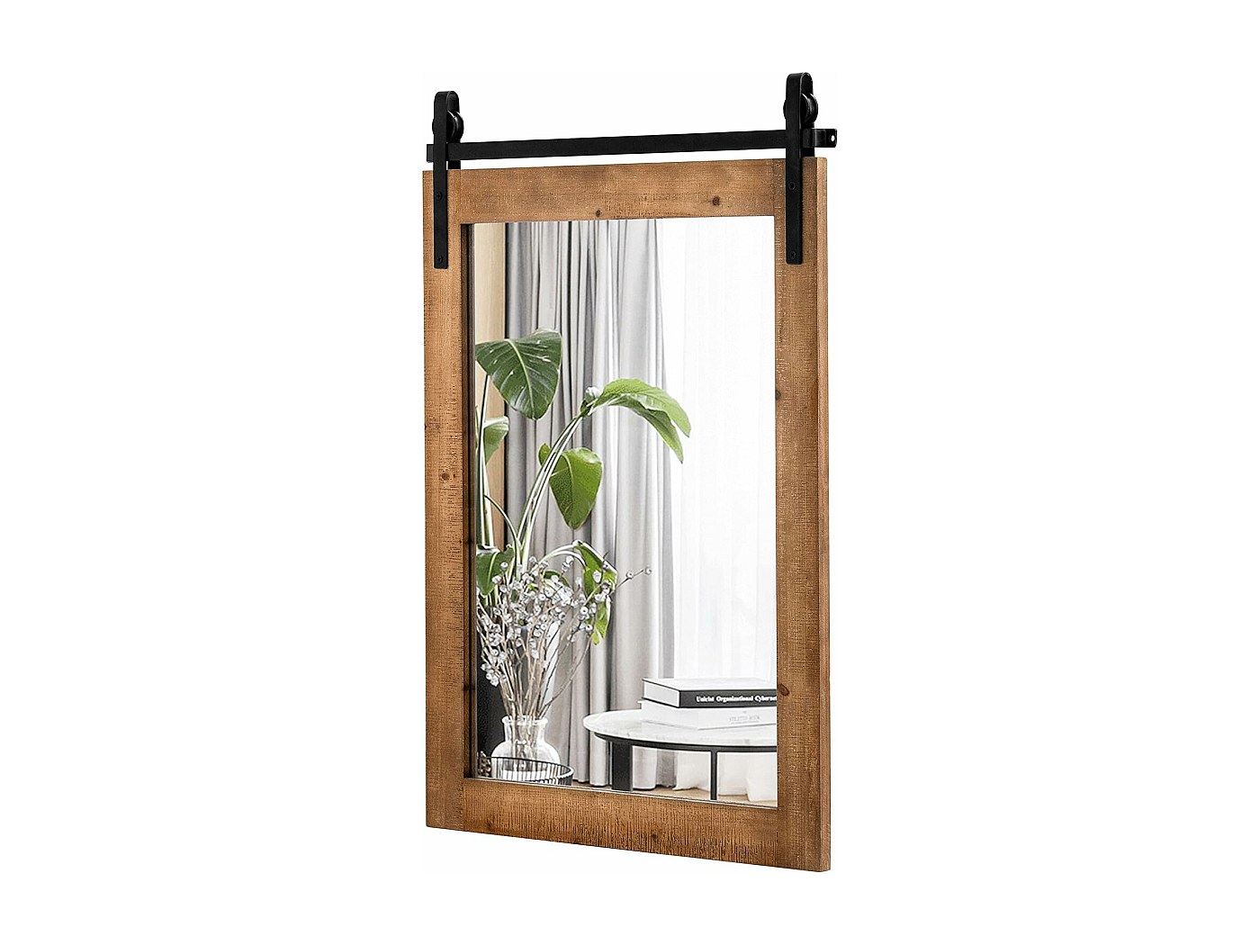 Miroir mural rustique avec cadre en bois massif, miroir avec kit, 76 x ...