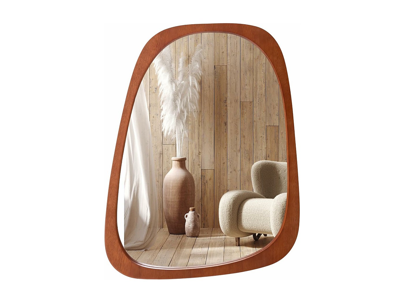 Miroir mural rustique avec cadre en bois, miroir en forme irrégulière ...