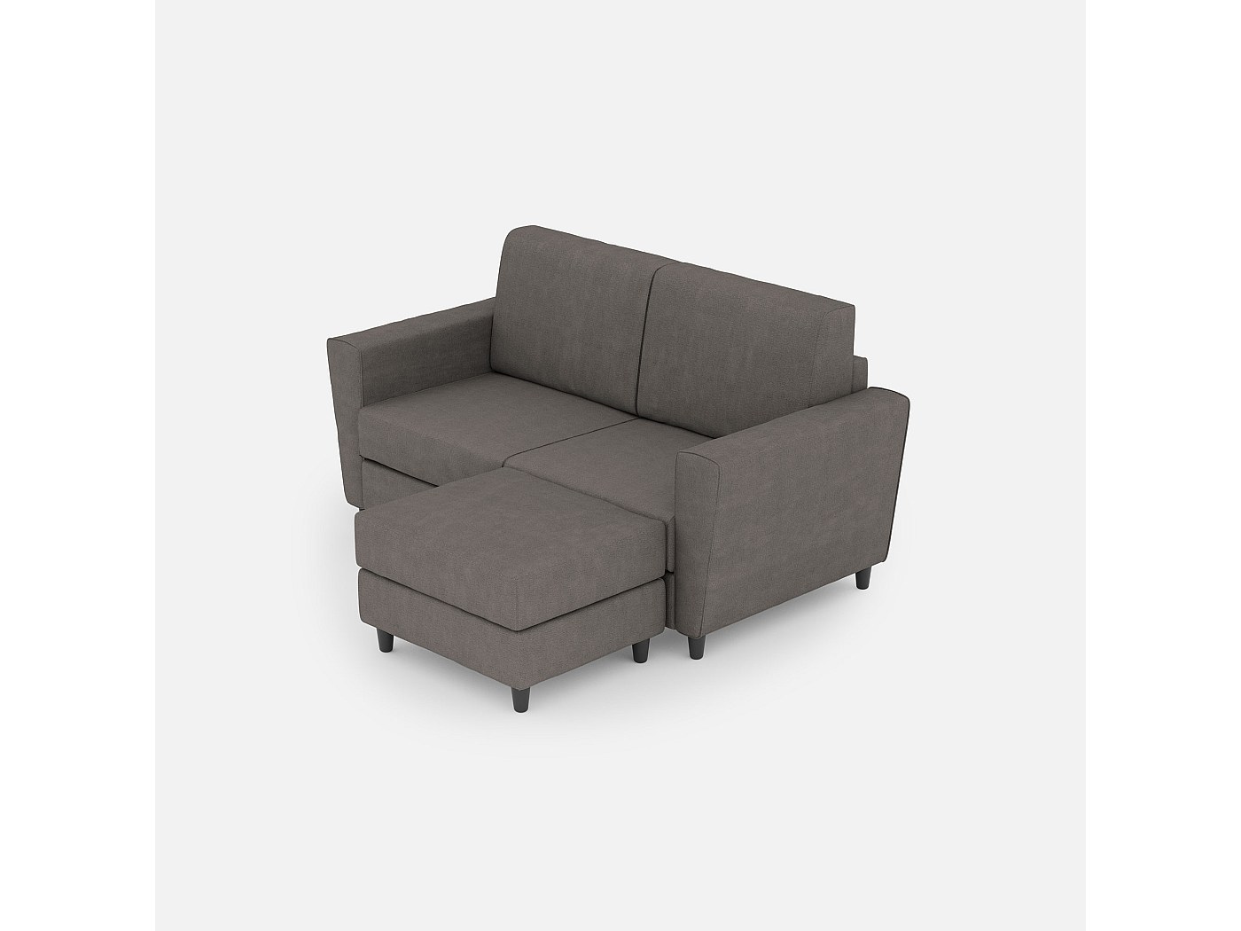 Divano Yasel 2 posti (due sedute da 60cm) + pouf misure esterne L.152 P.155 colore grigio