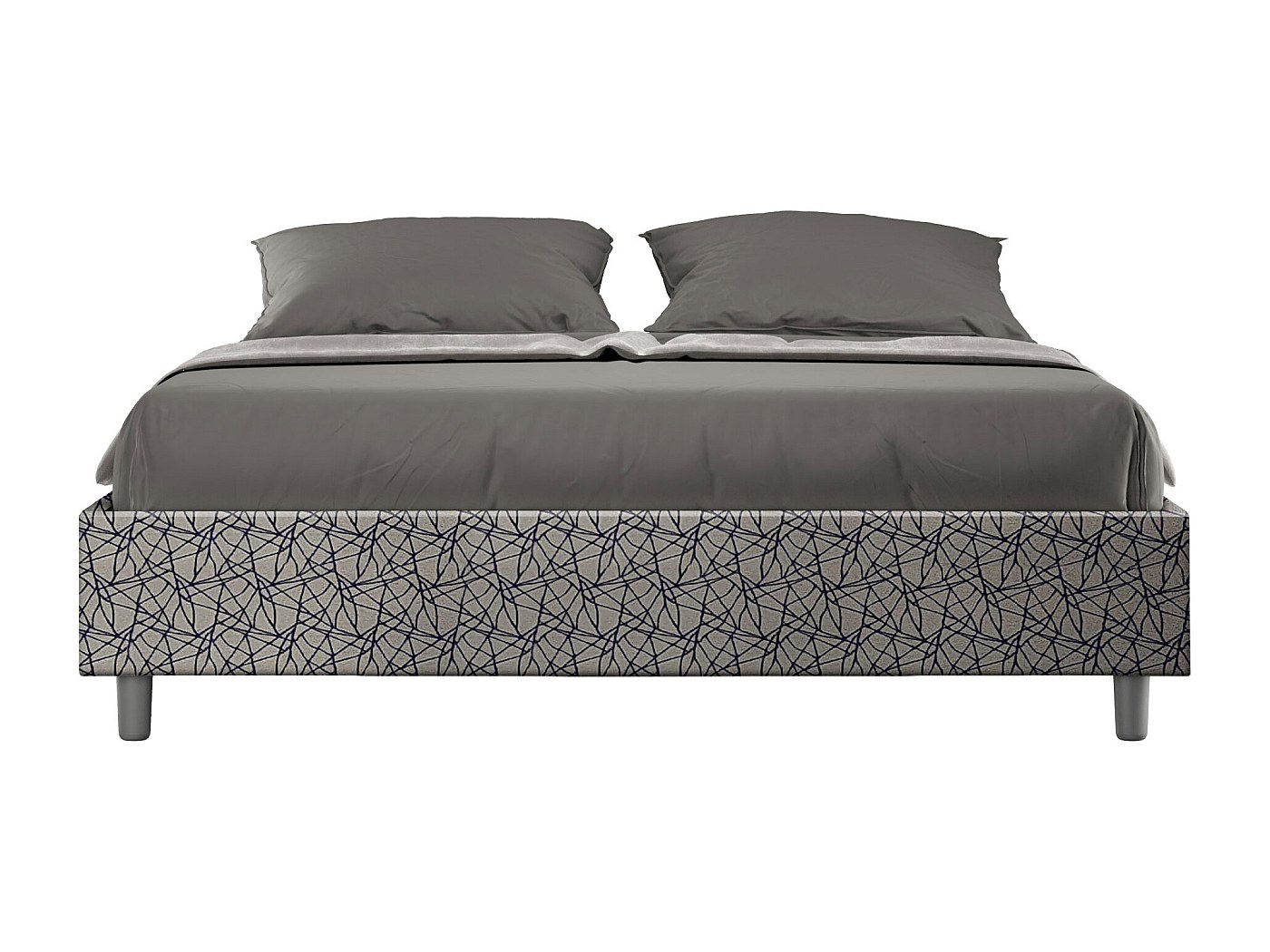 Letto contenitore doppia alzata imbottito 160x200 tessuto Era 09 blu Azelia