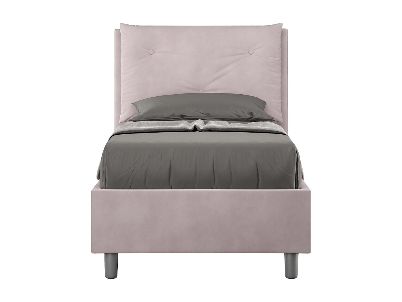 Letto con rete imbottito 80x200 microfibra glicine Appia