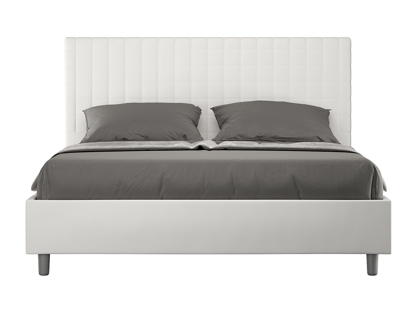 Letto contenitore doppia alzata imbottito 160x190 similpelle bianco Sunny