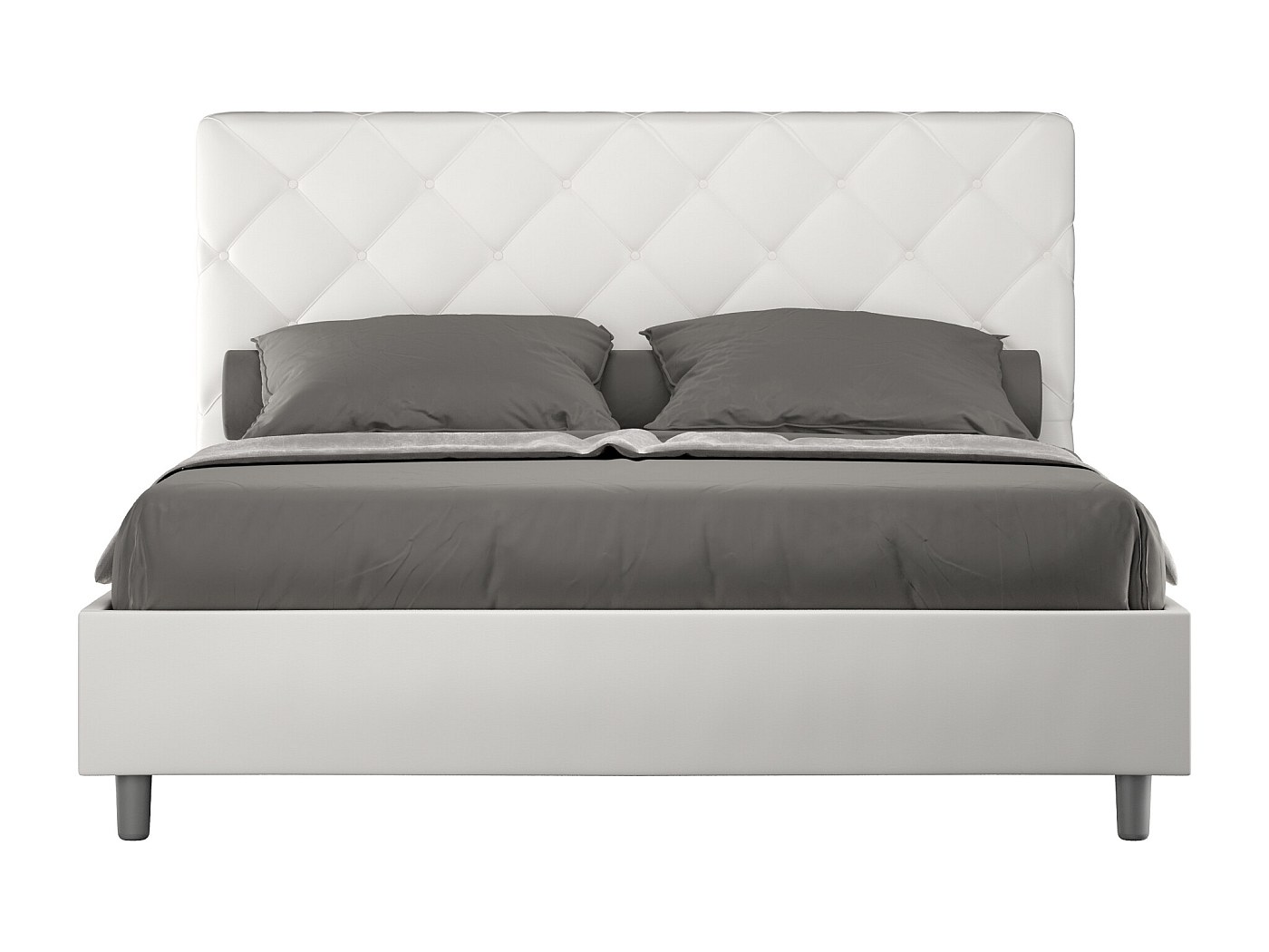 Letto contenitore doppia alzata imbottito 160x200 similpelle bianco Priya