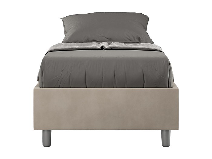 Letto Sommier contenitore imbottito 80x200 microfibra sabbia Azelia