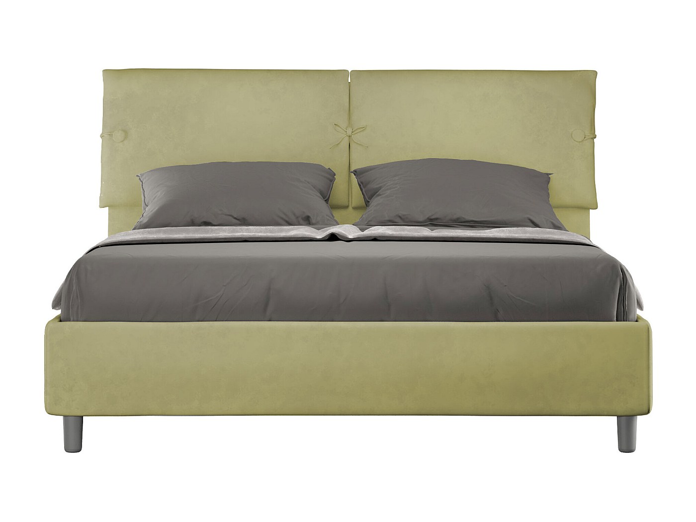 Letto contenitore doppia alzata imbottito 160x200 microfibra tè verde ...
